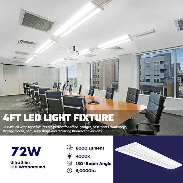 4FT LED Wraparound Light Ultra Slim Office Ceiling Lighting Fixtures ...