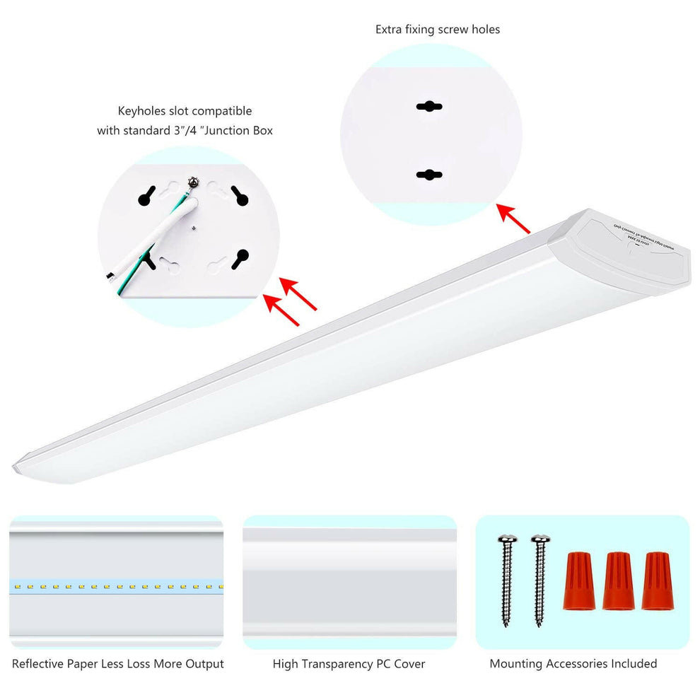 AntLux Linkable 4 Foot LED Shop Light Flush Mount Warparound Light Fixture