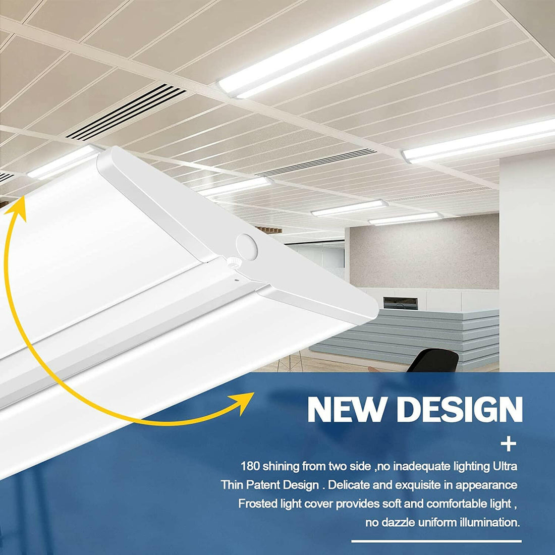 4FT LED Wraparound Light Ultra Slim Office Ceiling Lighting Fixtures ...